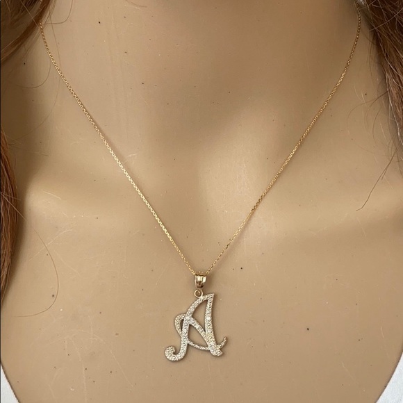 Element Shine | Jewelry | 4k Real Gold Initial Letter A Diamond ...
